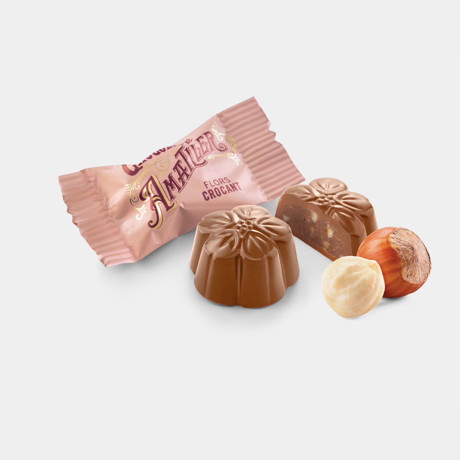 Milk Chocolate Crocant Flower Pralines 72g | Chocolate Amatller