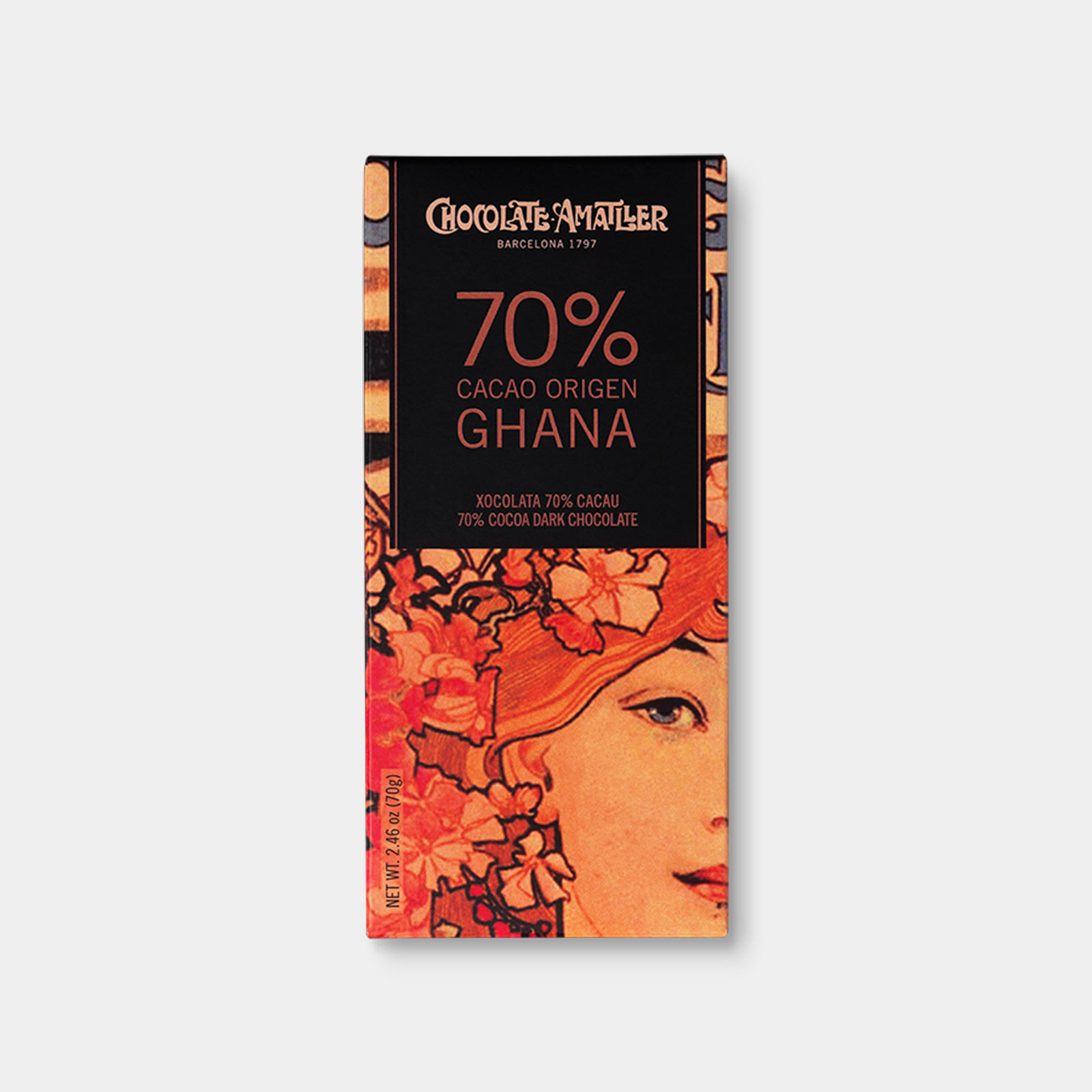 Dark Chocolate Bar 70% cocoa Ghana 70g | Chocolate Amatller
