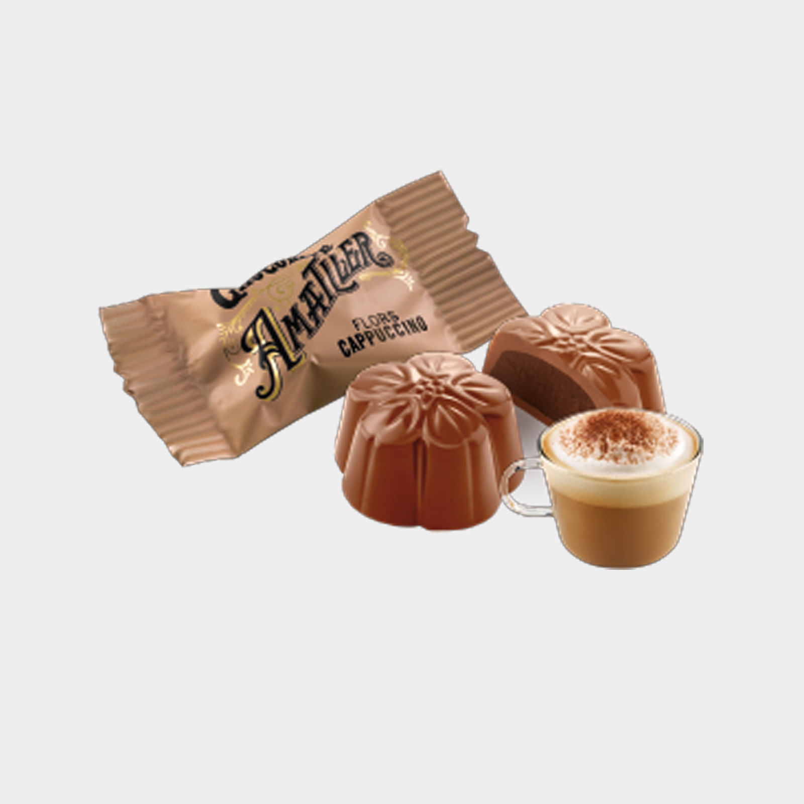 Milk Chocolate Cappuccino Flower Pralines 72g | Chocolate Amatller